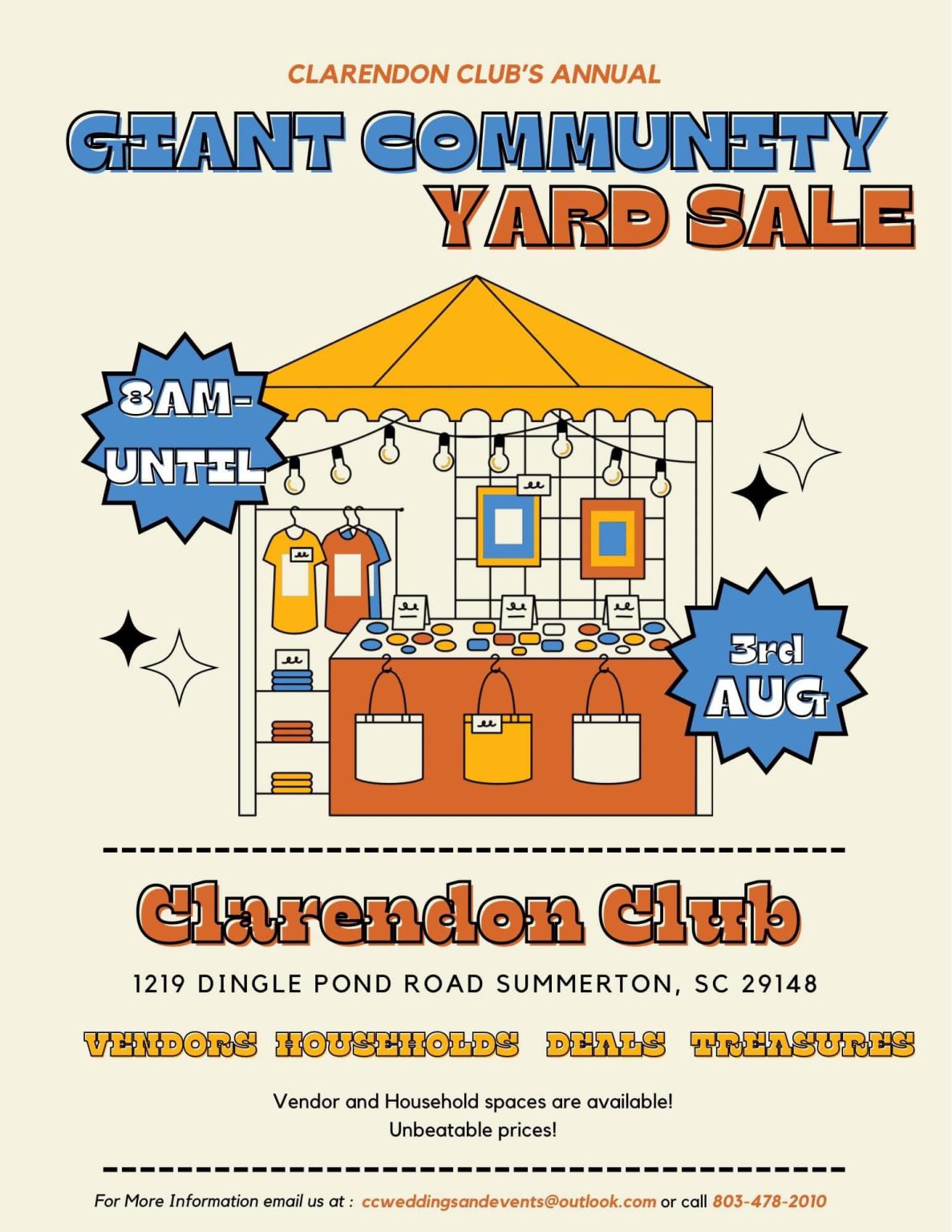 Clarendon Club Community Yard Sale - Clarendon County Chamber of Commerce